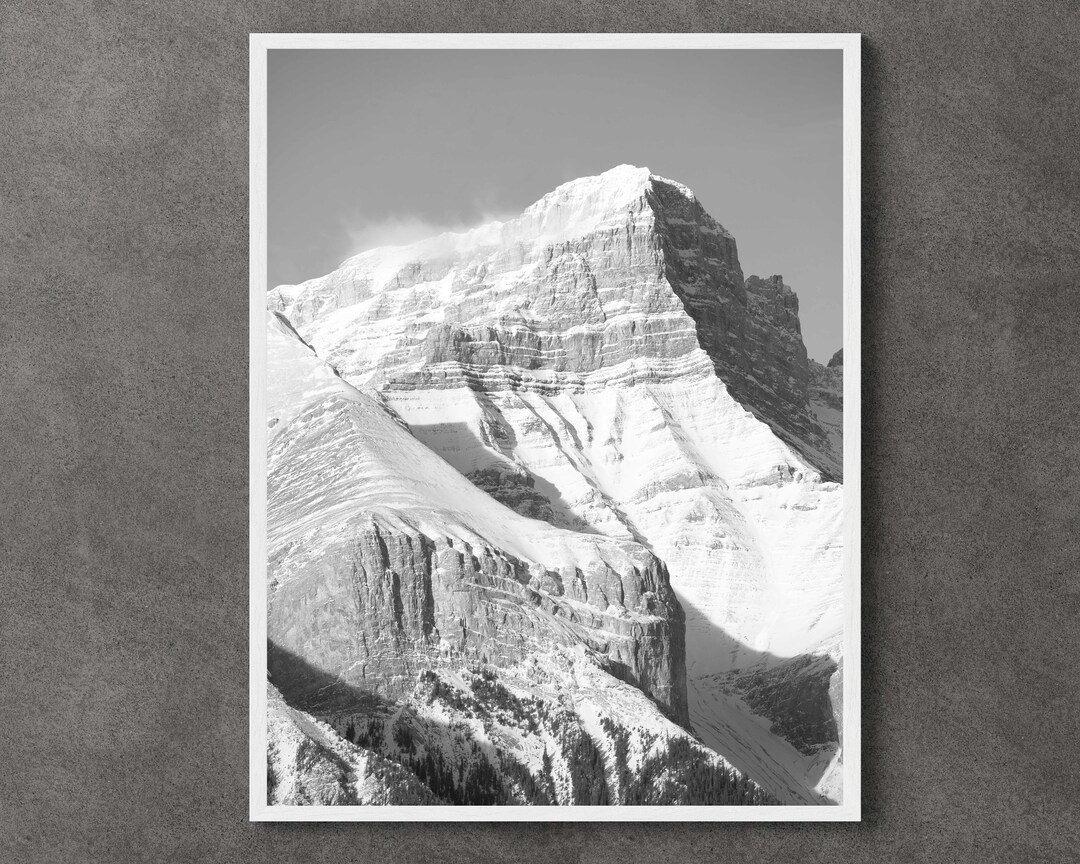 Rundle Mountain Digital Print Printable Canmore Black & White - Etsy