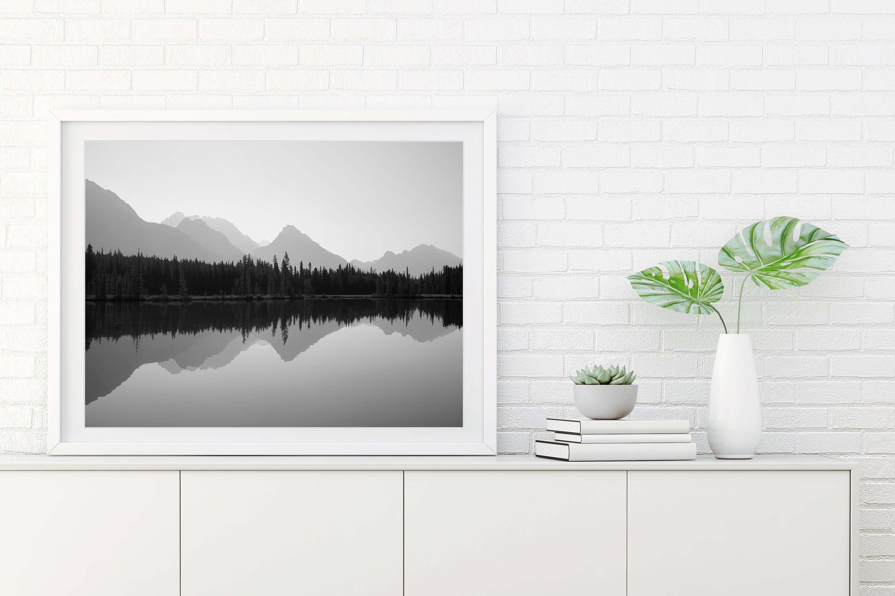 Black & White Mountain Digital Print / Canada Mountain Wall Art ...