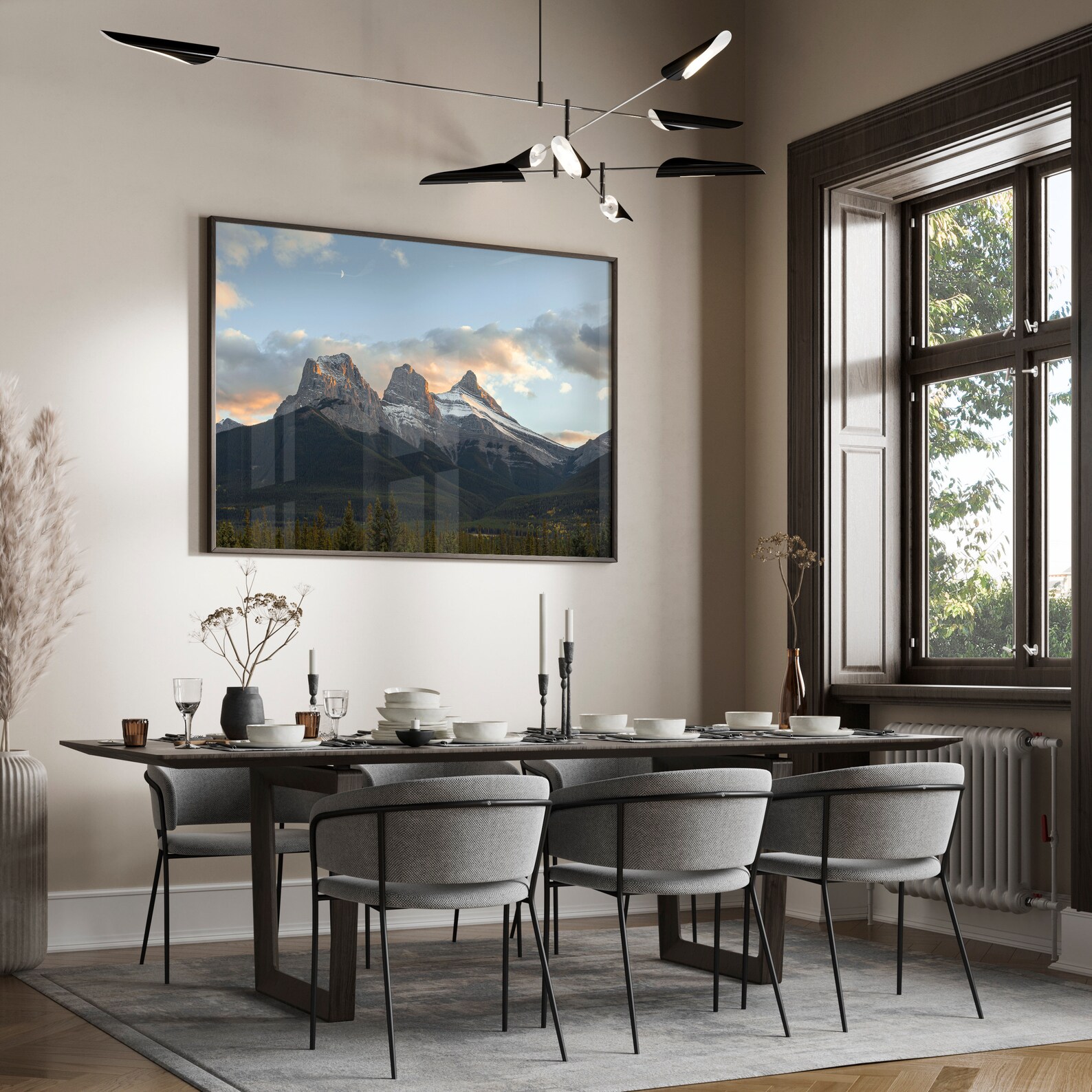 Three Sisters Landscape Digital Print, Canmore Mountain Photography ...