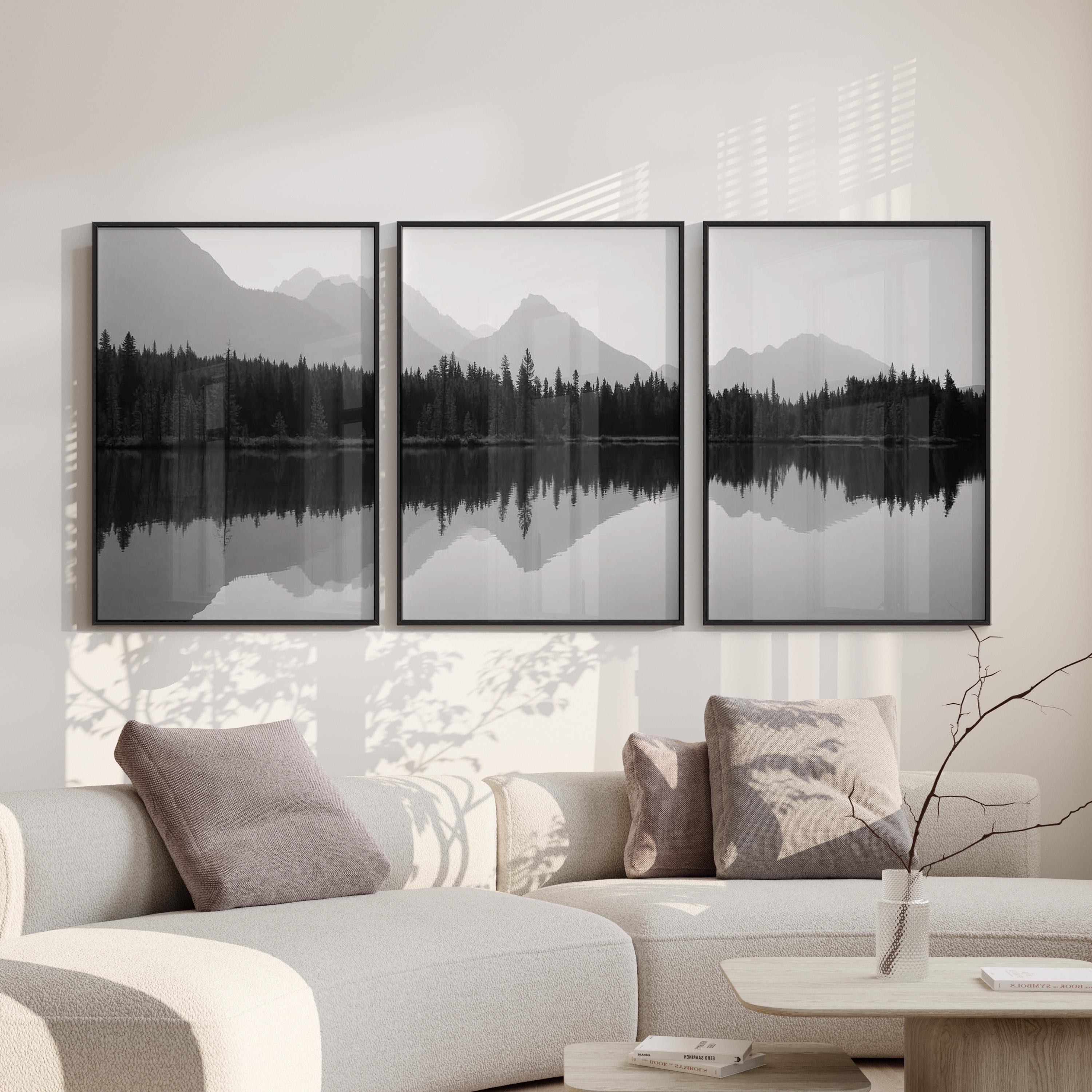 3 Piece Mountain Printable, Black & White Photo, Kananaskis Country ...