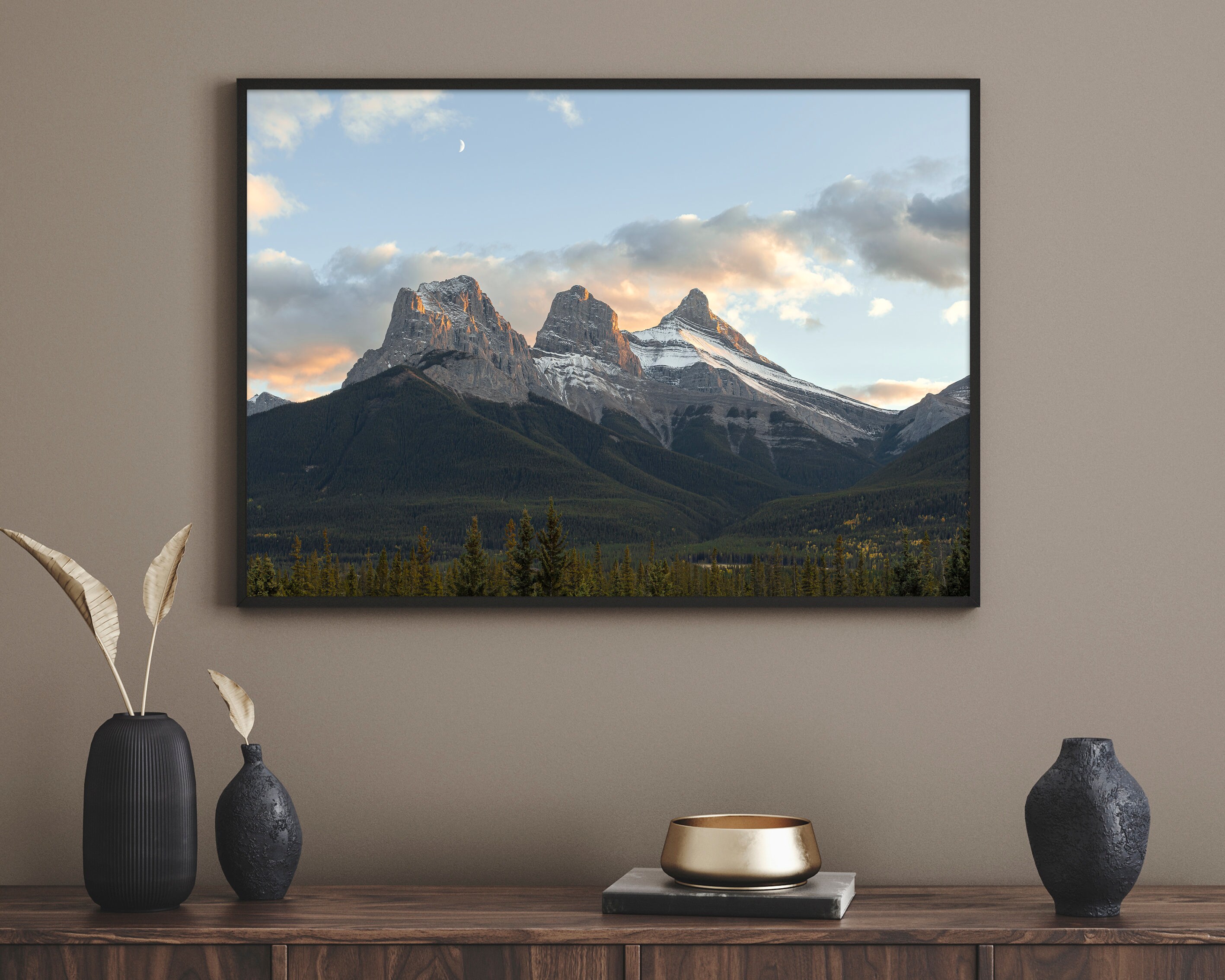 Three Sisters Landscape Digital Print, Canmore Mountain Photography ...