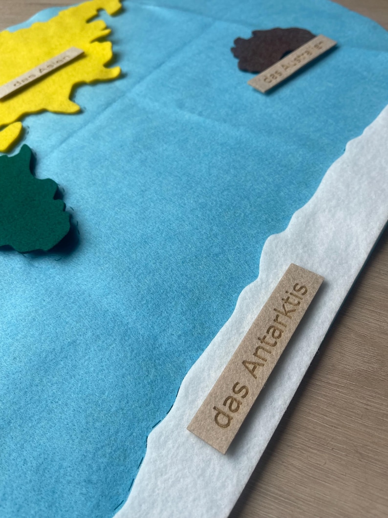 Montessori Felt World Map Continents - Etsy