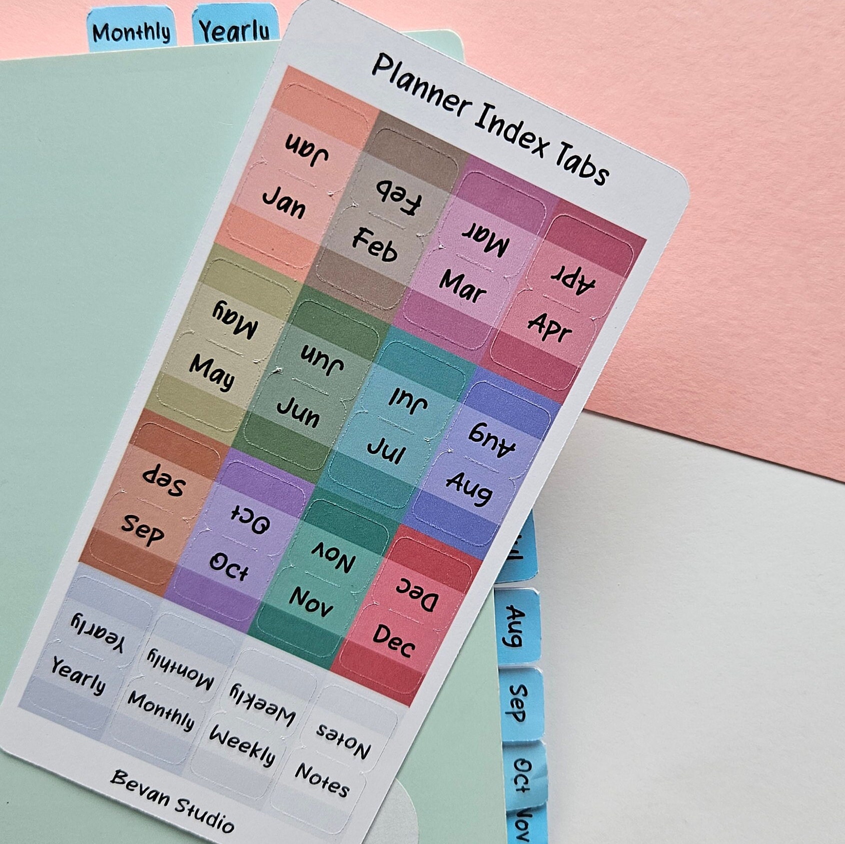 Hobonichi Colours Cute Planner Tab Index Stickers Sheet, Monthly ...