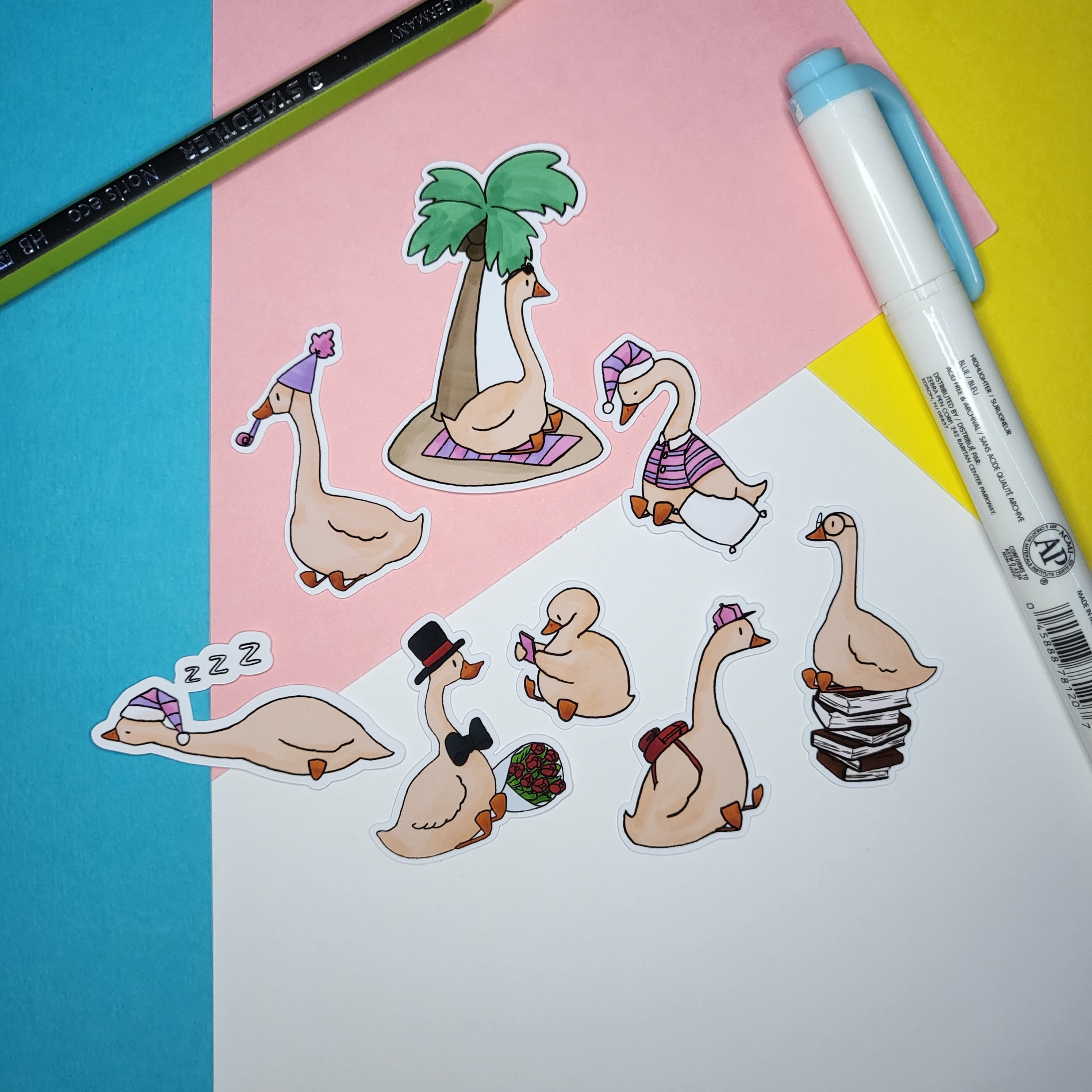 Cute Duck Sticker Pack, Die Cut - Etsy