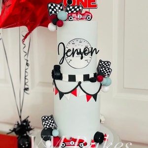 Fast One Car Racing Theme Cake Topper Set | 1st Birthday Topper | First ...