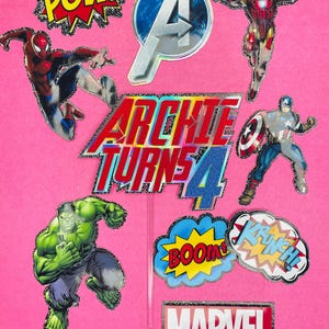 Superhero Hulk Spiderman Cake Topper Set | Comic Book Cake Topper ...