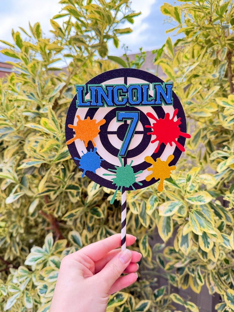 Paintball Theme 3D Glitter Cake Topper, Paintballing Birthday Cake ...