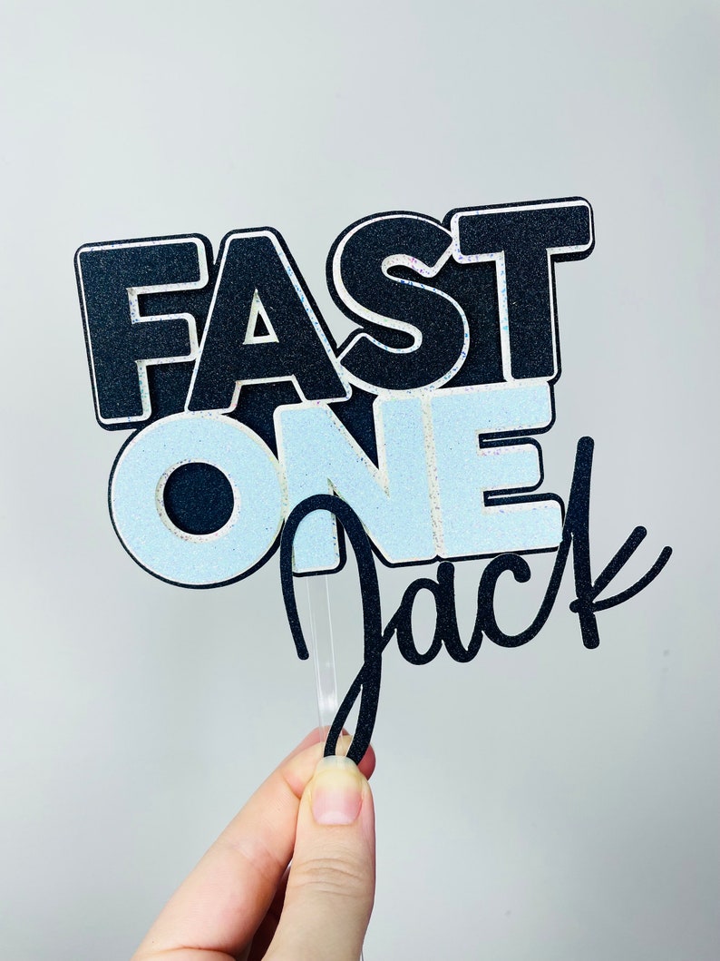 Fast One Car Racing Theme Cake Topper Set | 1st Birthday Topper | First ...
