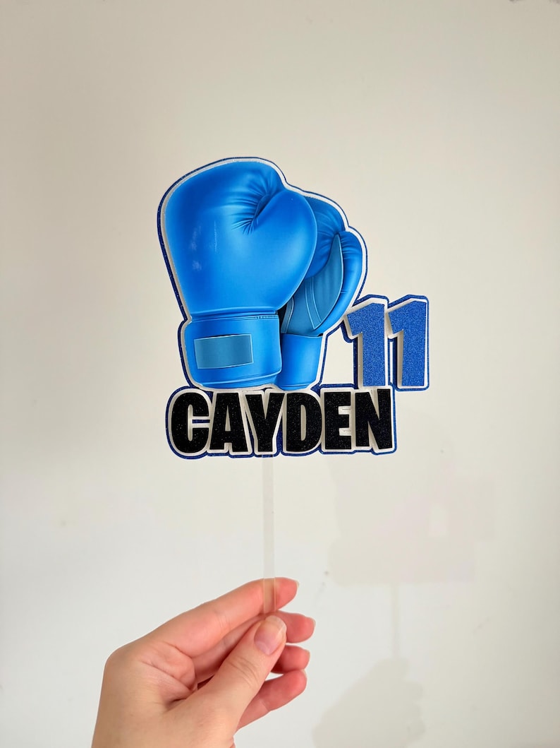 Boxing Gloves Theme 3D Glitter Cake Topper | Boxer Boxing Cake Topper ...