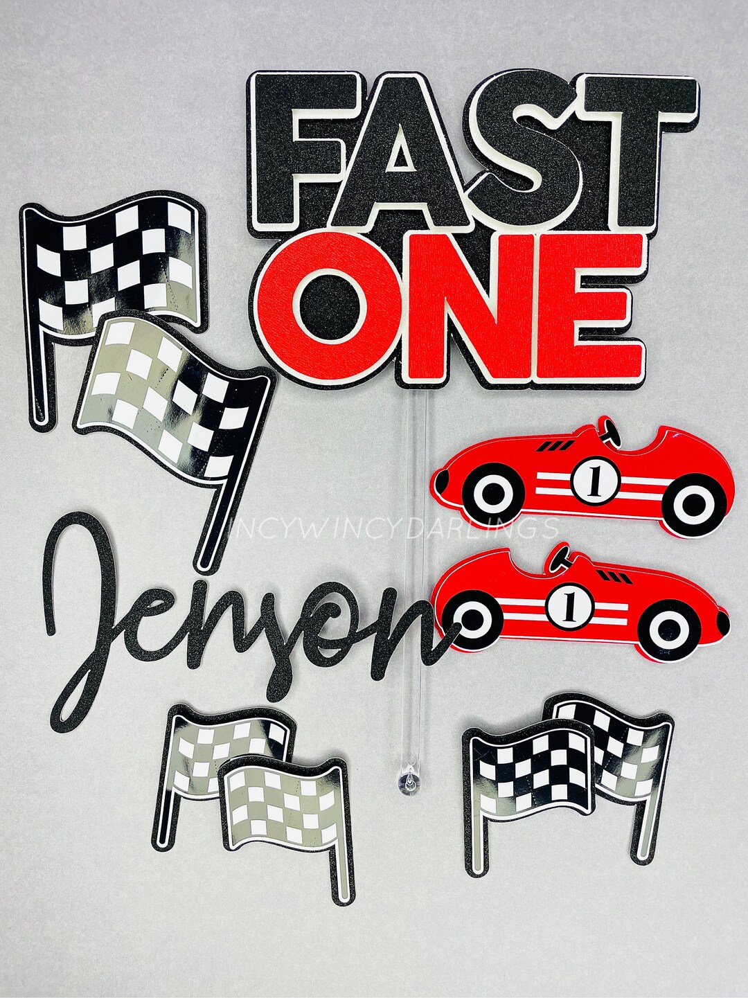 Fast One Car Racing Theme Cake Topper Set | 1st Birthday Topper | First ...