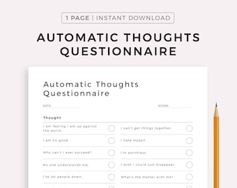 Challenge Automatic Negative Thoughts, CBT Worksheets, Mental Health ...