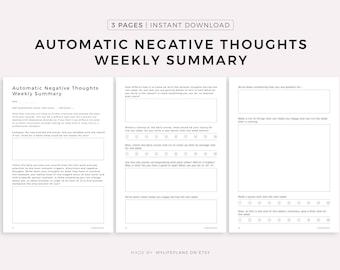 Challenge Automatic Negative Thoughts, CBT Worksheets, Mental Health ...