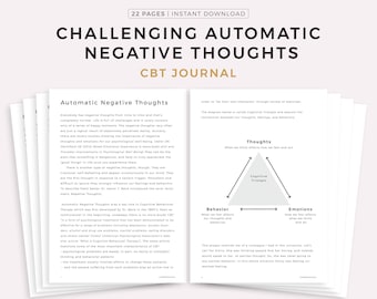 Challenge Automatic Negative Thoughts, CBT Worksheets, Mental Health ...