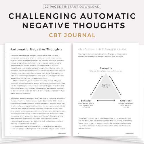 Challenging Negative Thoughts Printable CBT Worksheet - Etsy