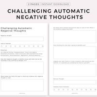 Core Values and Beliefs Worksheets, Challenging Negative Thoughts, Self ...