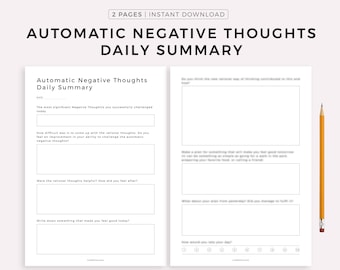 Challenge Automatic Negative Thoughts, CBT Worksheets, Mental Health ...