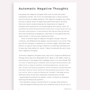 Challenging Automatic Negative Thoughts, 22 Page CBT Journal Printable ...