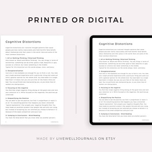 10 Cognitive Distortions, CBT Printable Insert, Instant Download PDF - Etsy
