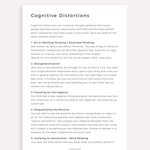 10 Cognitive Distortions, CBT Printable Insert, Instant Download PDF - Etsy