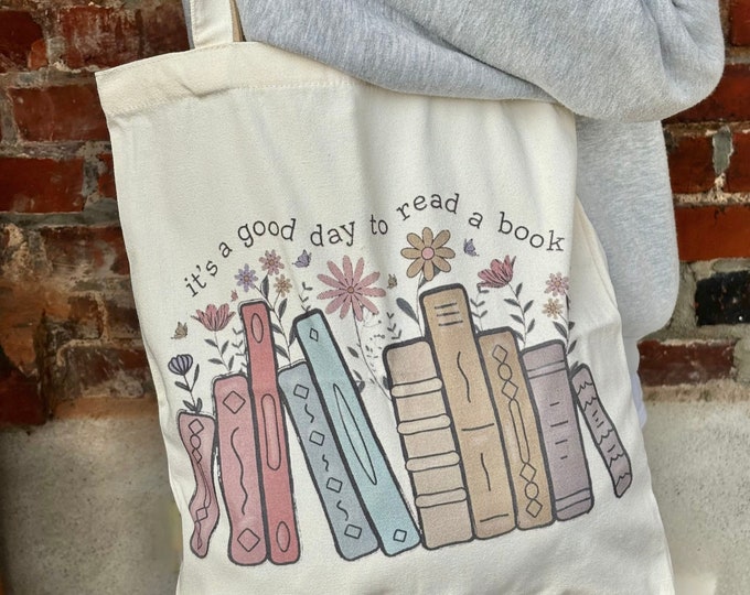 Fabric Bag Book It's a Good Day to Read a Book Jute Bag Booklover ...