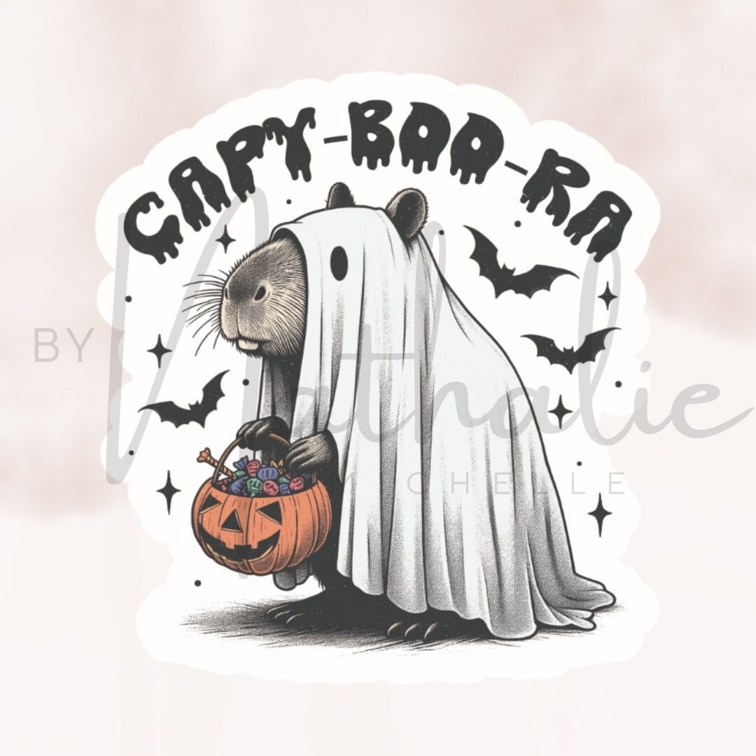 Sticker Ghost Capybara Water Pig Capy Boo Ra Ghost Halloween Pumpkin ...