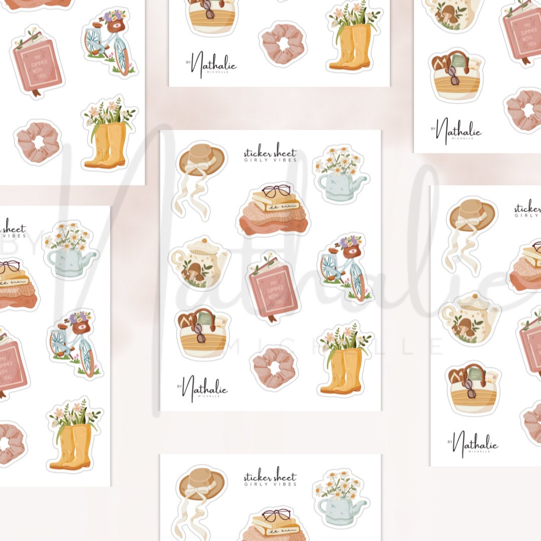 Sticker Sheet Girly Vibes - Vinyl Matt Floral Flowers Cute Aesthetic ...