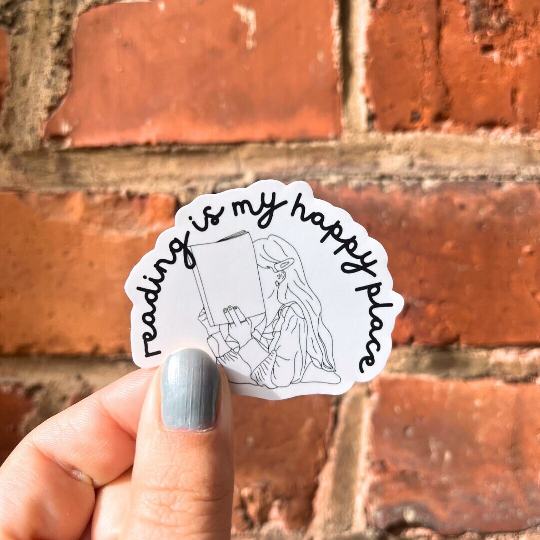 Sticker Reading is My Happy Place Bookish Gift B/w Read Bun Bookworm ...
