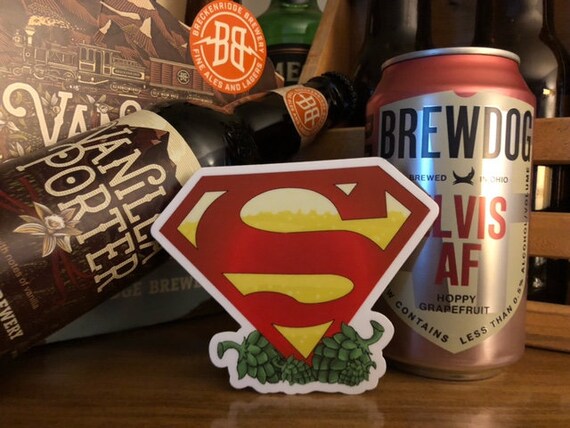 Beer Sticker super beer Man Decal Truebrewheroes Original - Etsy