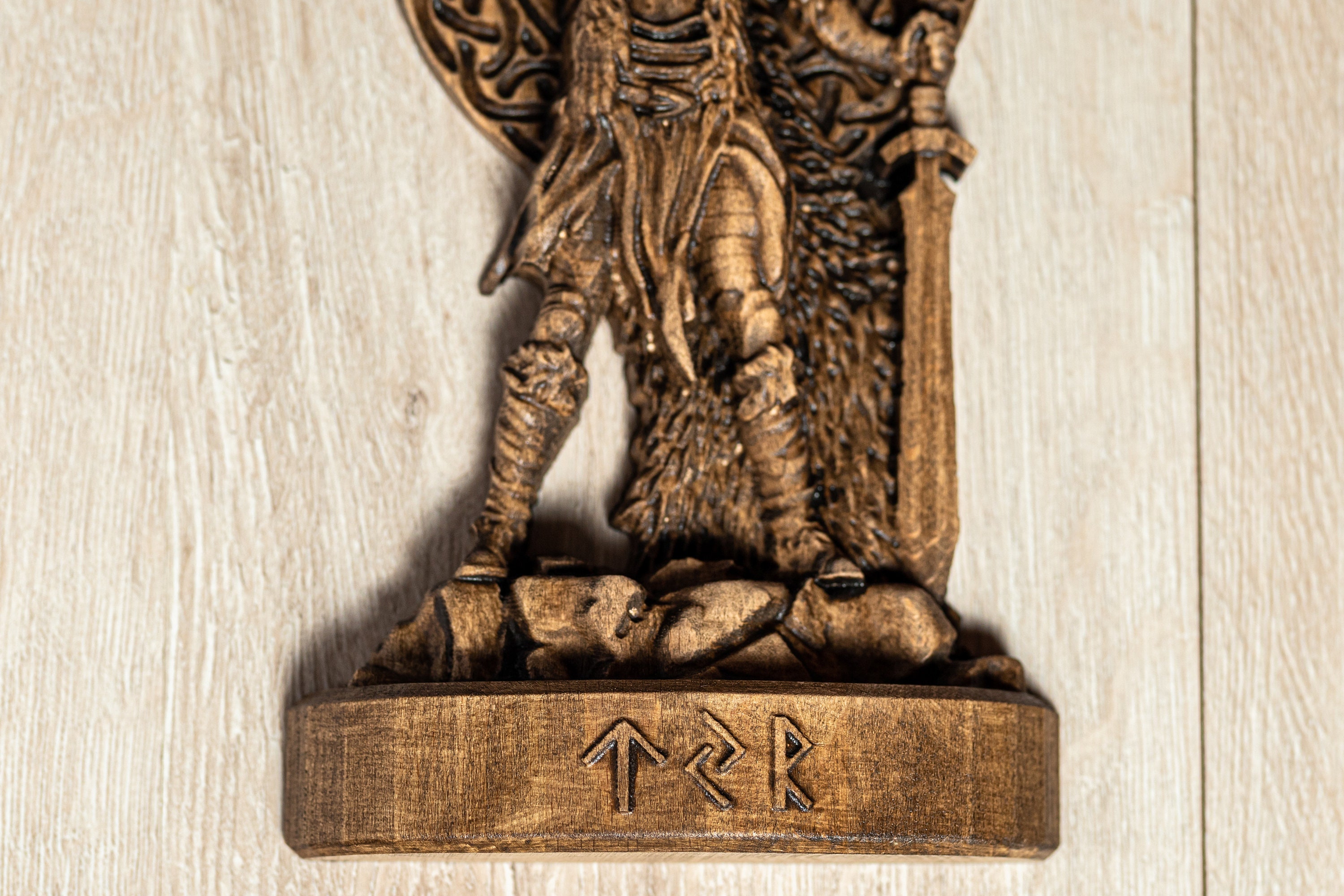 Tyr Statue God Viking Wolf Wood Statue Norse Pantheon Viking Pagan ...