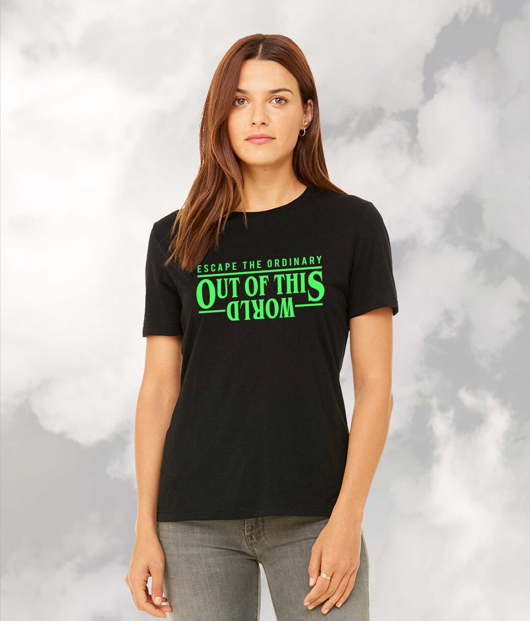 Fantasy Slogan T-shirt Spooky Space Graphic Bright Green - Etsy