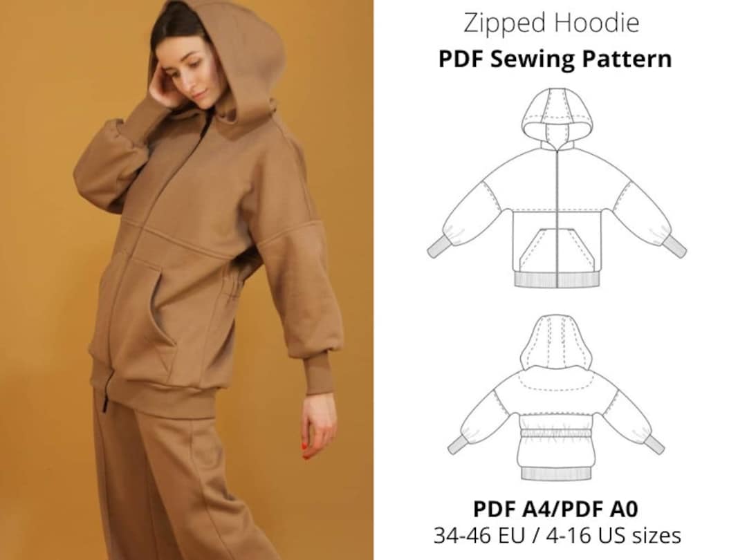 Zipped Hoodie for Women PDF Sewing Pattern/instant Download - Etsy
