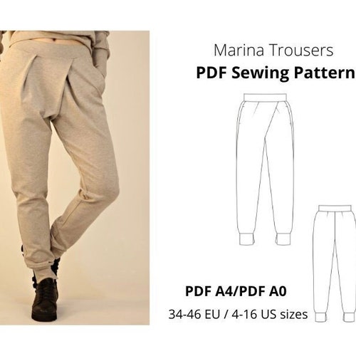 Trousers PDF Sewing Pattern/ Instant Download - Etsy