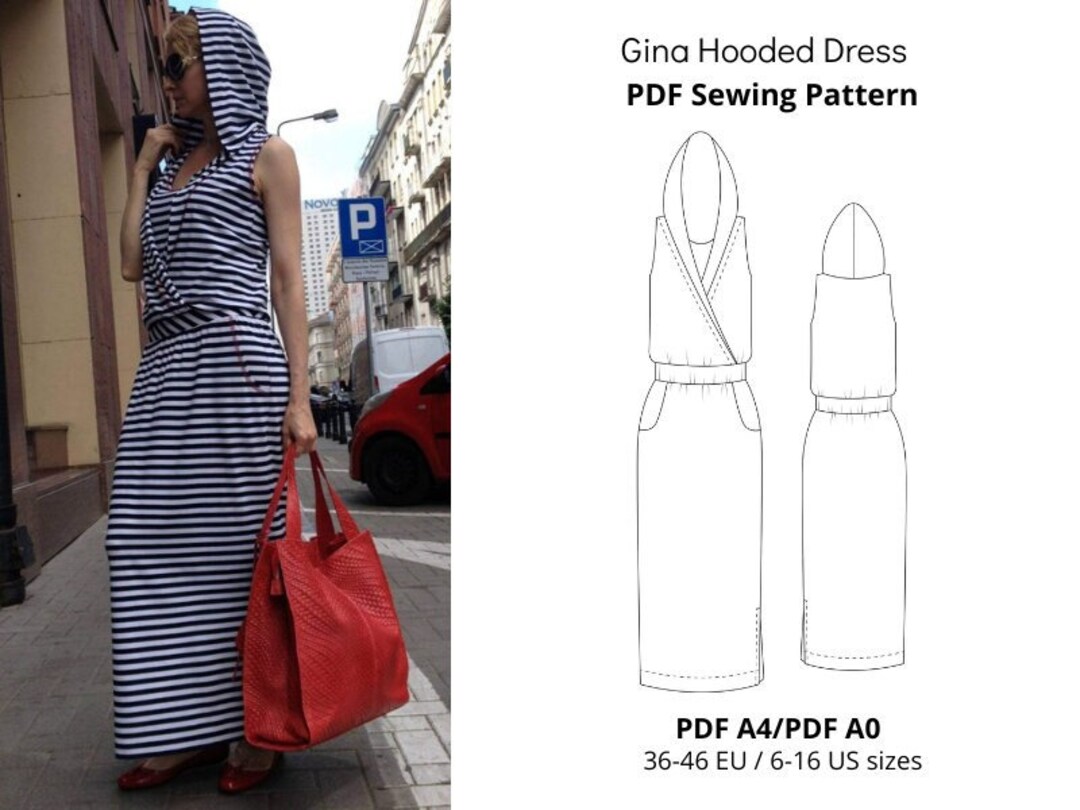 Hooded Dress PDF Sewing Pattern/ Instant Download - Etsy Australia