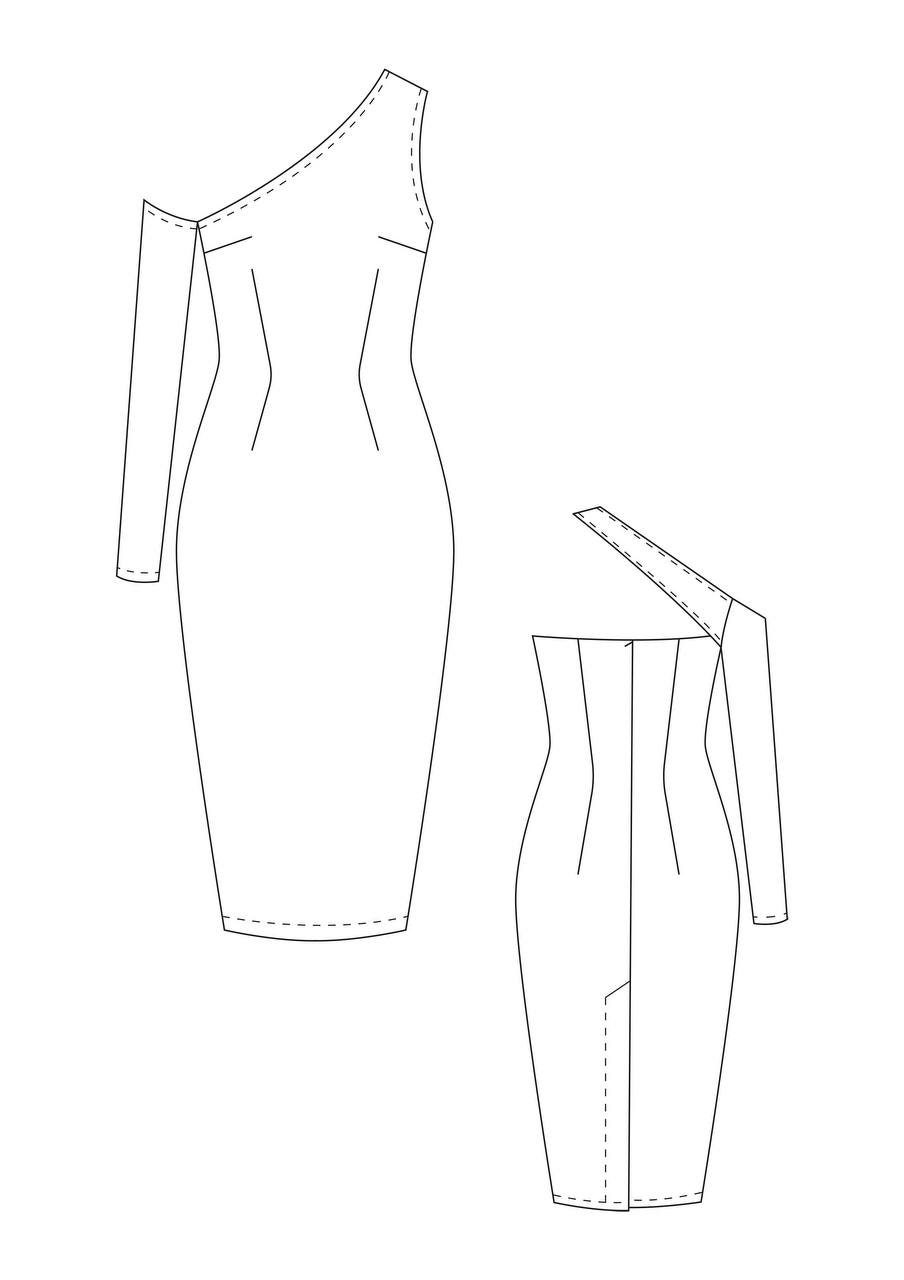 One Sleeve Dress PDF Sewing Pattern/ Cocktail Dress / Instant Download ...