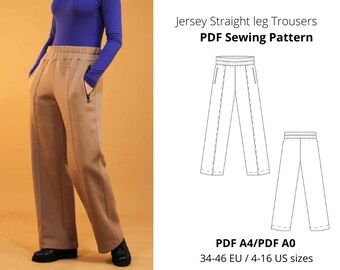 High Rise Straight Leg Pants Pattern / Digital PDF Sewing Pattern ...