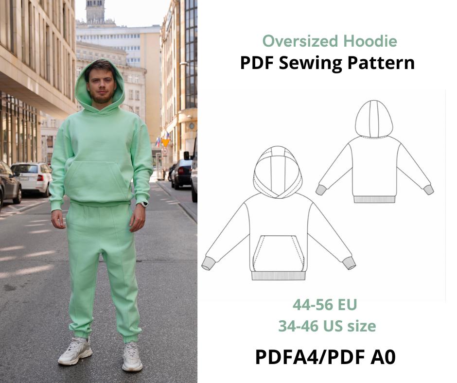 Hoodie for Men PDF Sewing Pattern / Instant Download / Oversized Hoodie ...