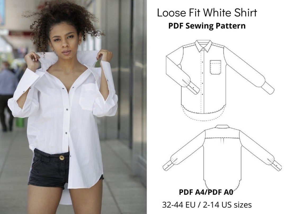 Oversize Shirt Sewing Pattern / Loose Fit Women Shirt / Buttoned Shirt ...