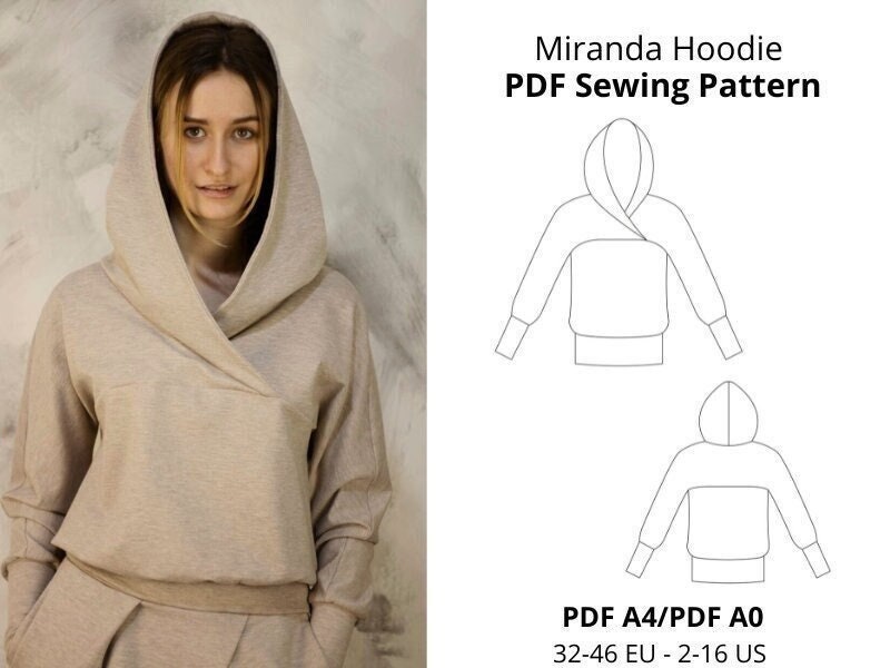 Hoodie PDF Sewing Pattern/ Instant Download - Etsy