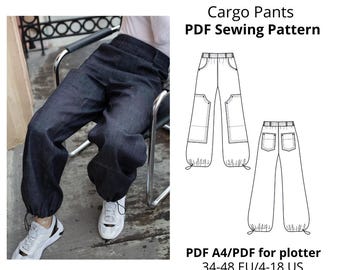High Waisted Cargo Pants Sewing Pattern INSTANT DOWNLOAD Sewingpattern ...