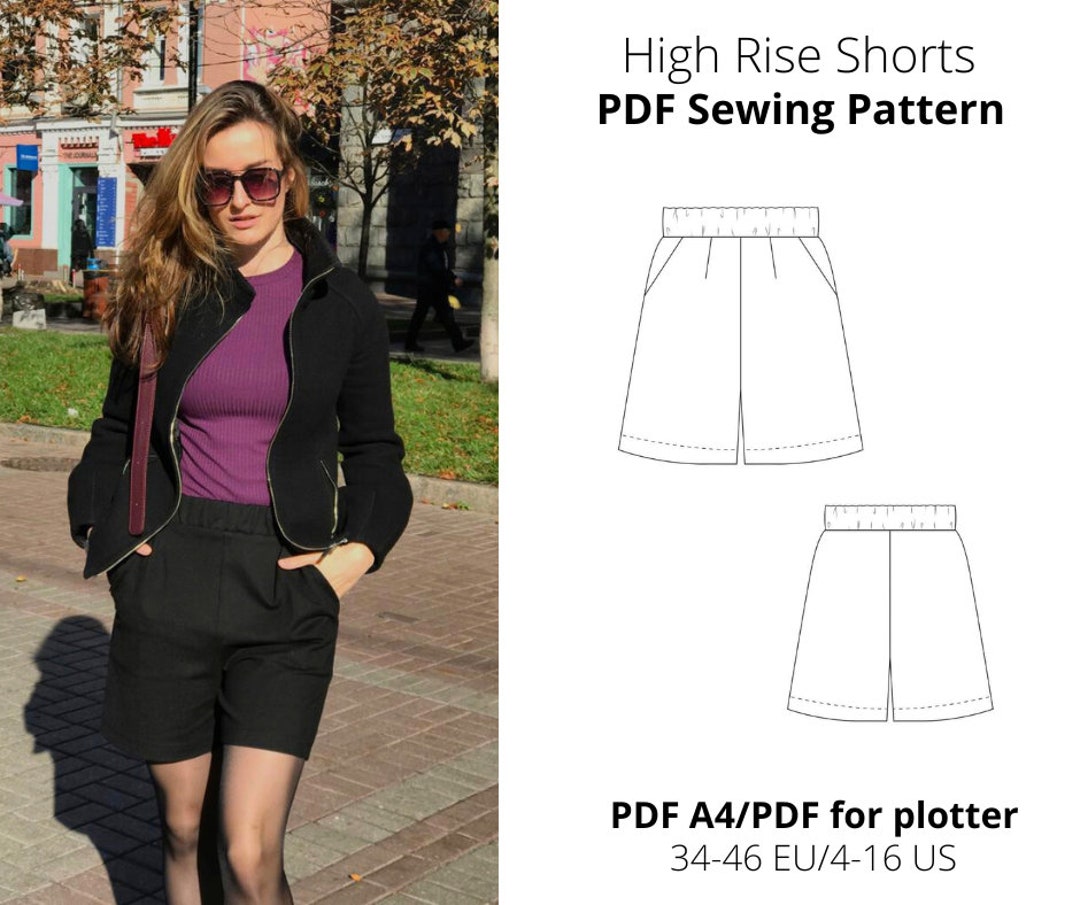 High Waist Shorts Sewing Pattern/ Instant PDF Download / High-waisted ...