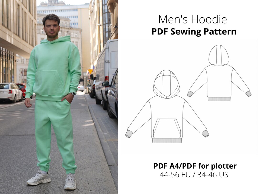 Hoodie for Men PDF Sewing Pattern/ Hooded Pullover for Men/oversized ...