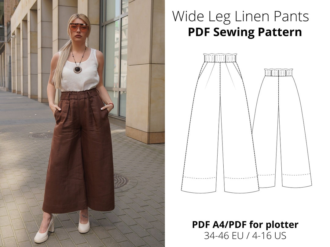 Wide Leg Linen Trousers PDF Pattern/ Instant Download - Etsy