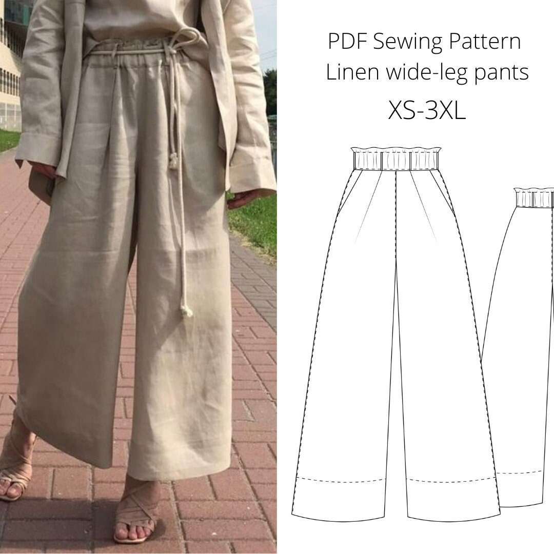 Wide-leg Linen Trousers PDF Pattern/ Instant Download - Etsy