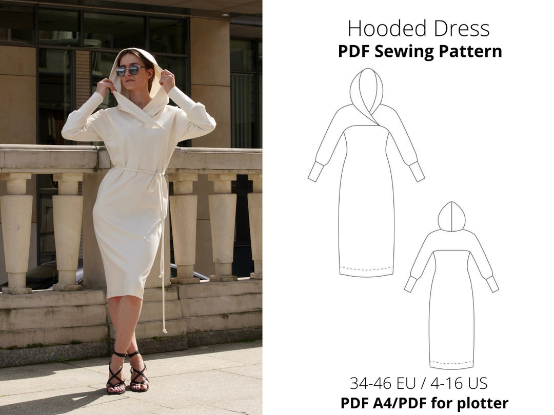 Hoodie Dress PDF Sewing Pattern/ Instant Download - Etsy