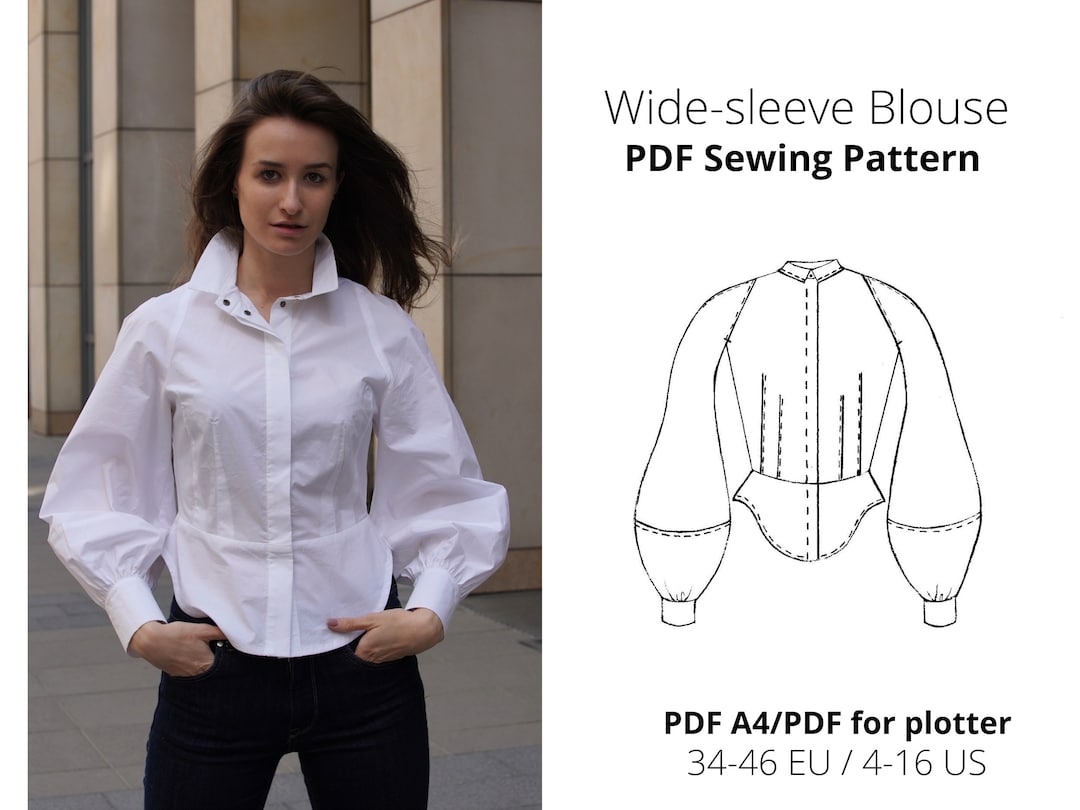 Peasant Sleeve Blouse PDF Sewing Pattern/ Instant Download - Etsy