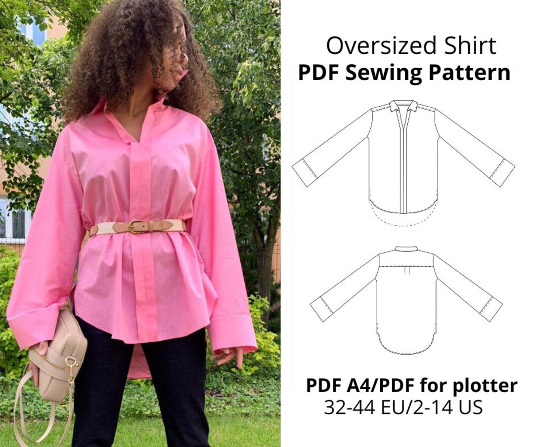 Oversized Shirt Sewing Pattern / Instant PDF Download - Etsy