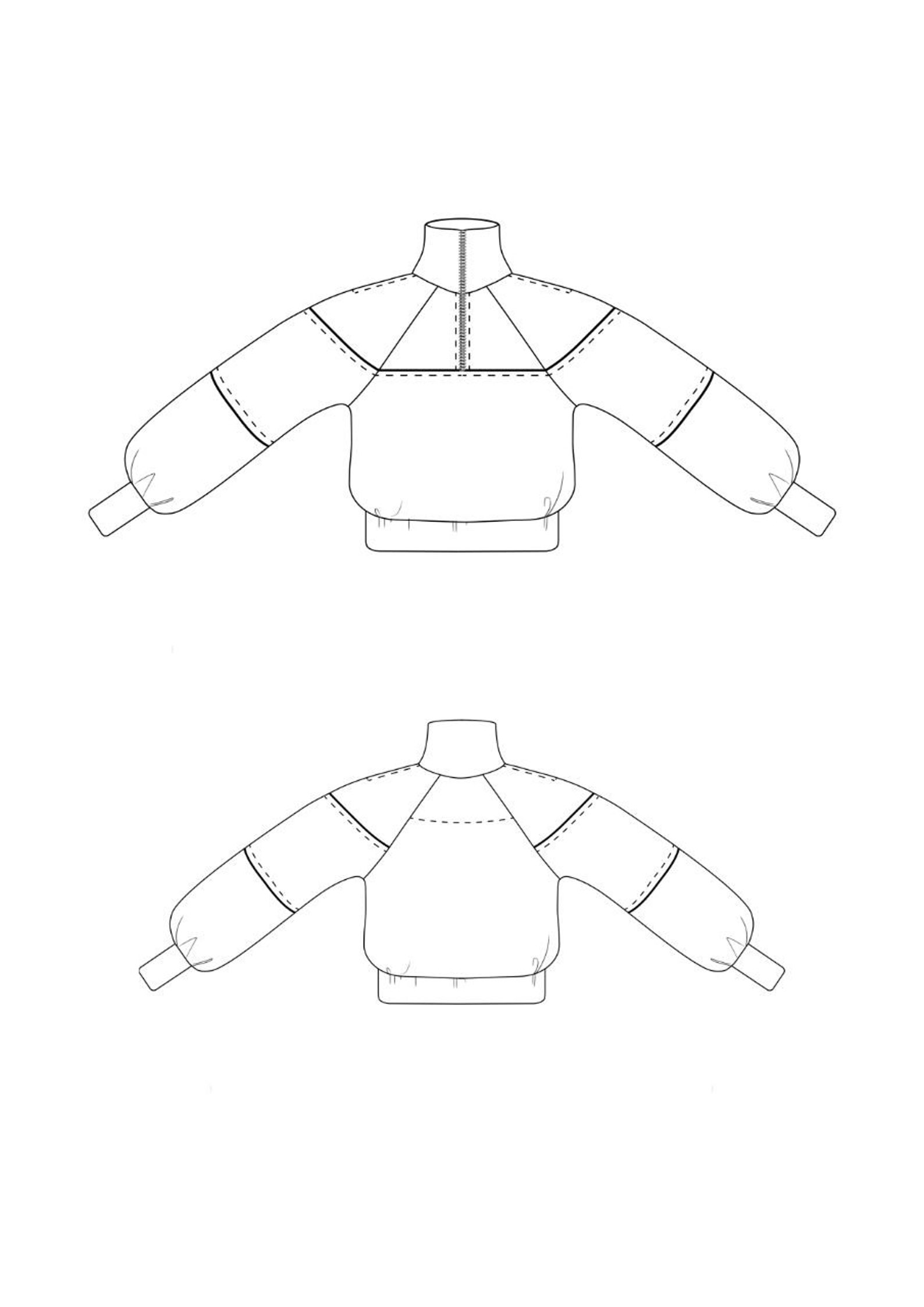 Sweatshirt PDF Sewing Pattern/ Stand-up Collar/ Zipped - Etsy