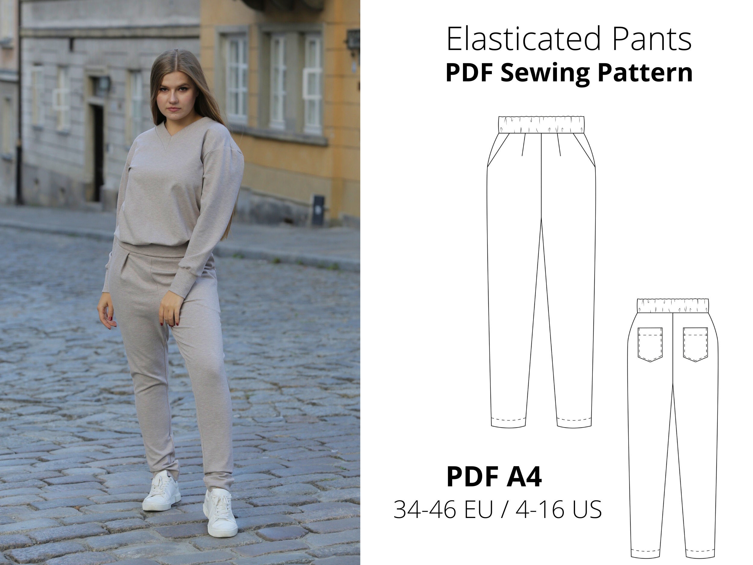 Women Elasticated Pants Sewing Pattern/ Instant Download - Etsy