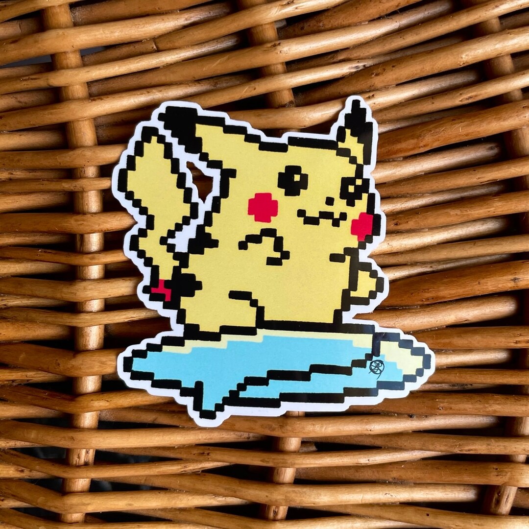 Die Cut Sticker 2.5cm Surfing Pikachu Pixel Art pokémon Retro Gaming ...