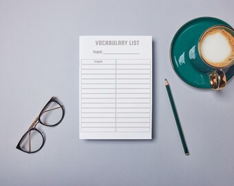 Minimal Vocabulary List Printable Vocabulary Note Worksheet Language ...